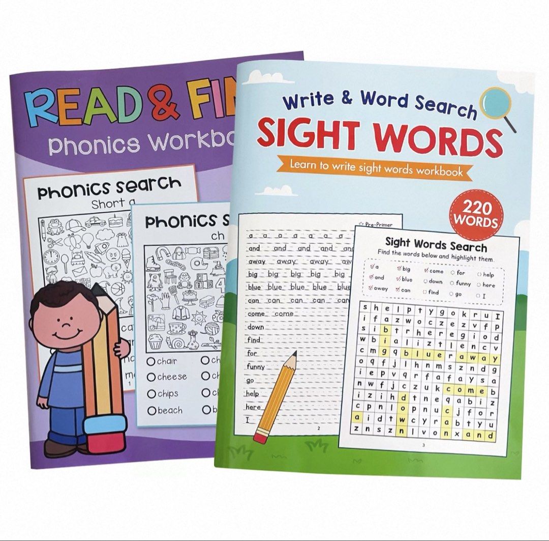 Kids Activity Book - Sight Words & Phonics Workbook Set, Hobbies & Toys ...