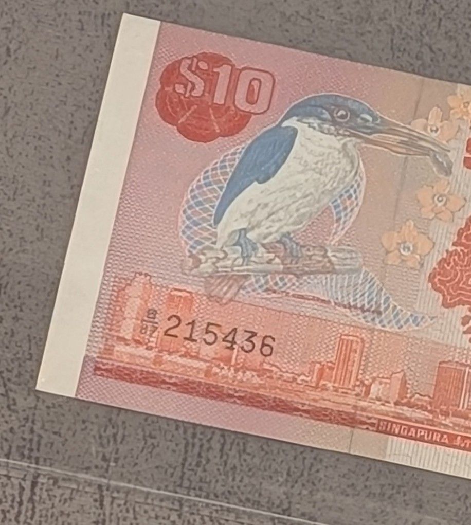 Super jumbo ladder 123456/78 Singapore $10 Kingfisher Banknote, Hobbies ...