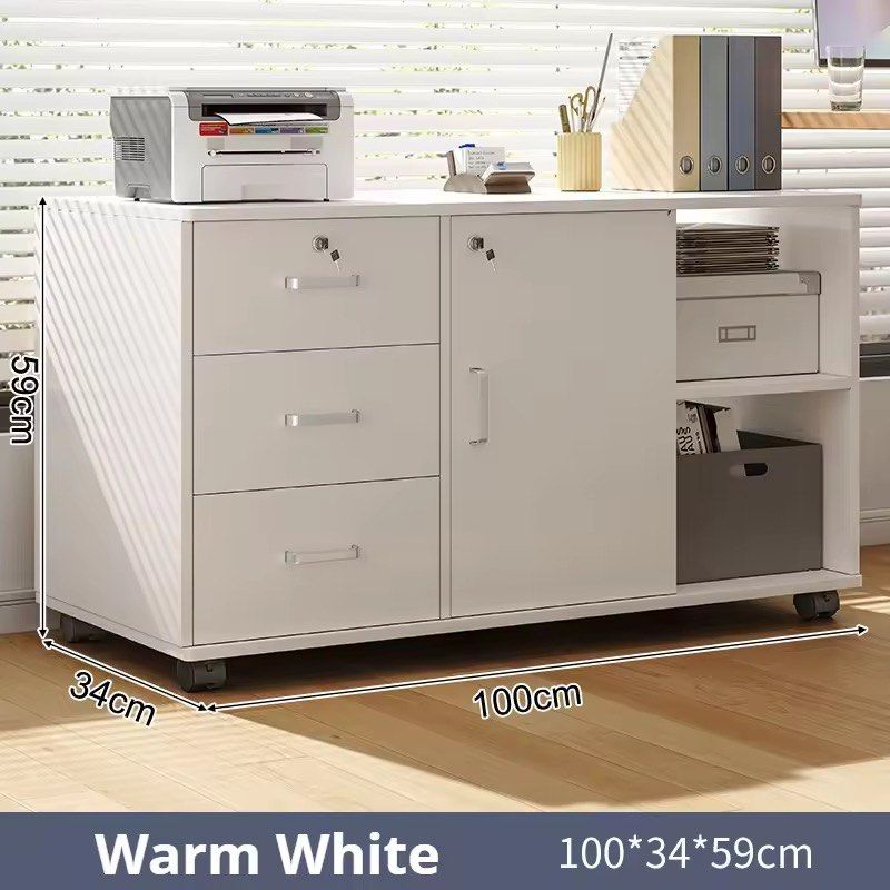 Wooden White Office Shelves Cabinet | Wooden Layer Shelving Units ...