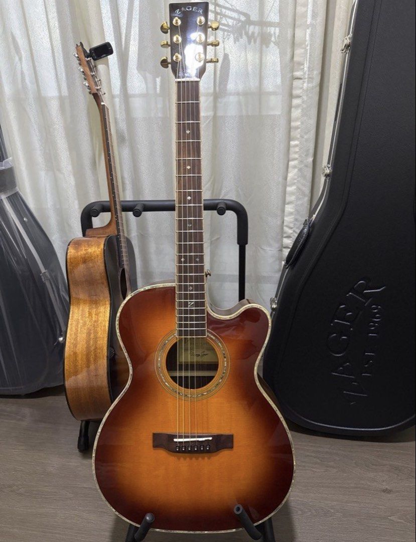 Zager ZAD900CE OM Acoustic Guitar, Hobbies & Toys, Musical Instruments ...