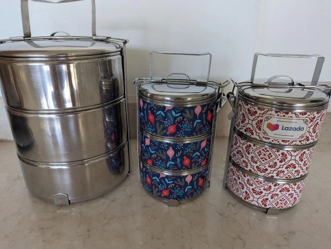 Stainless Steel Tiffin Lunch Boxes - Set of 3, Furniture & Home Living ...