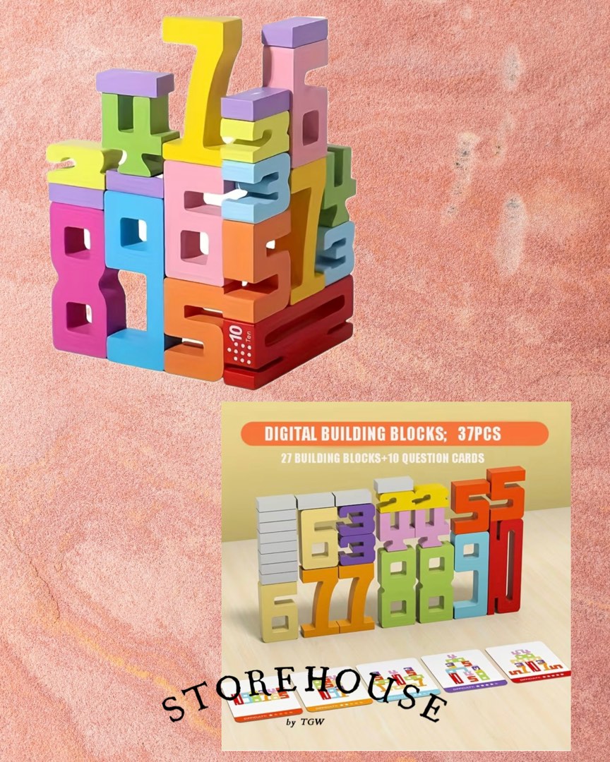 27 Wooden Number Stacking Blocks + 10 Cards, Hobbies & Toys, Toys ...