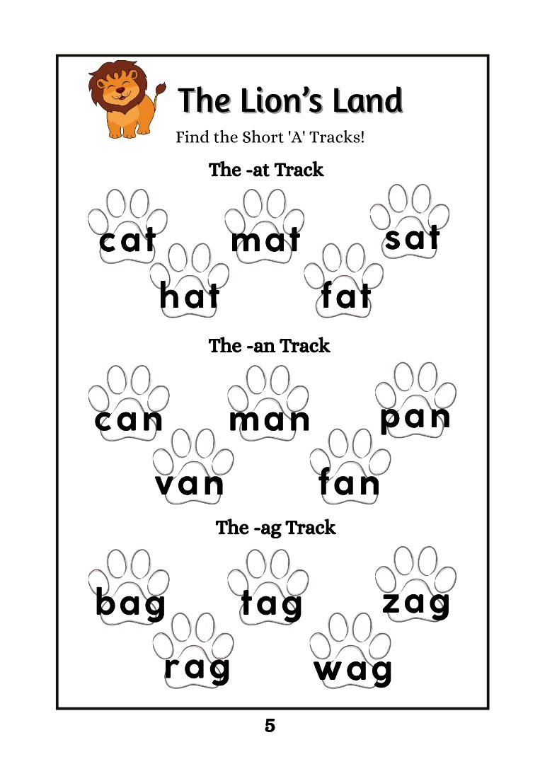 40-Page Reading Safari Workbook - Phonics, Word Families & Short ...