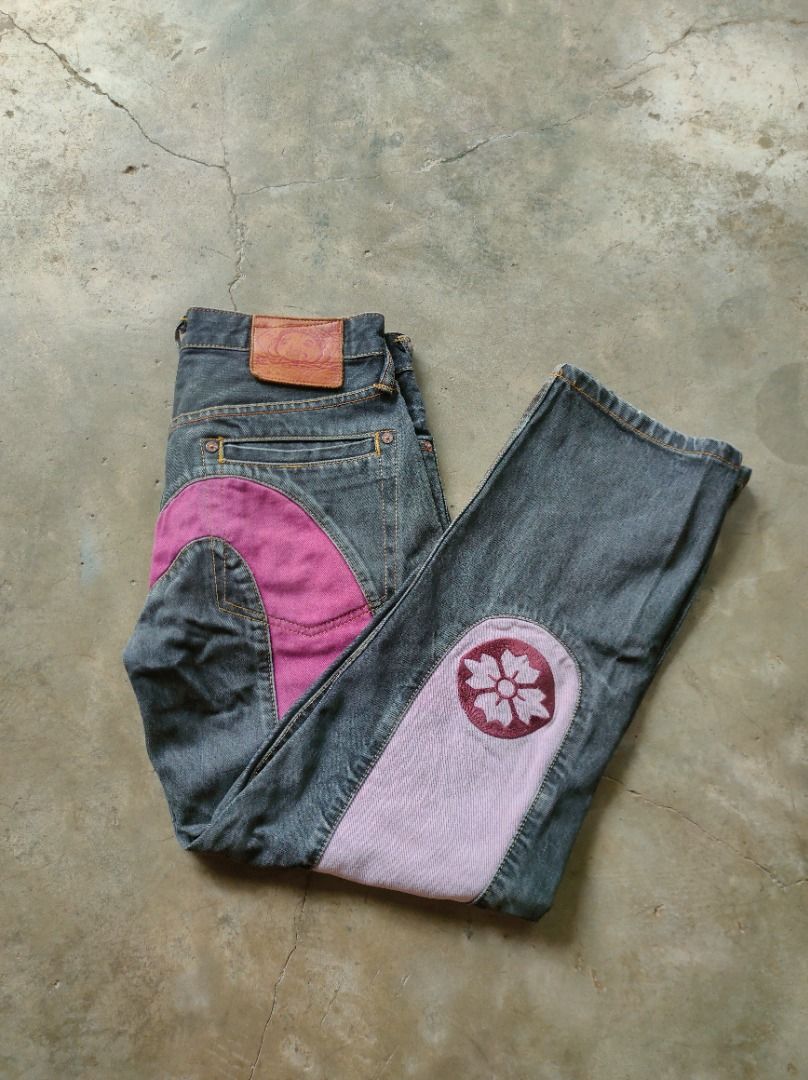 EVISU DAICOCK BLACK & PURPLE PANTS, Men's Fashion, Bottoms, Jeans on ...