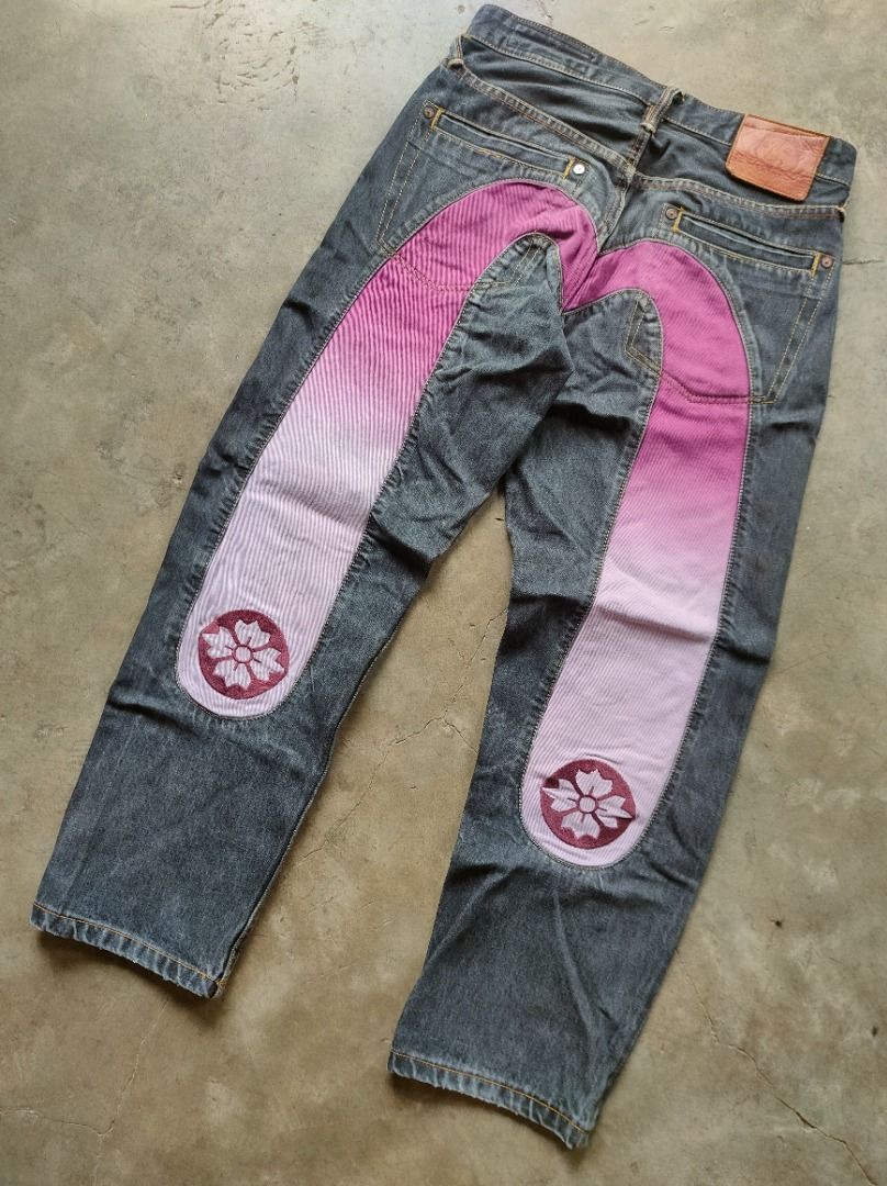 EVISU DAICOCK BLACK & PURPLE PANTS, Men's Fashion, Bottoms, Jeans on ...