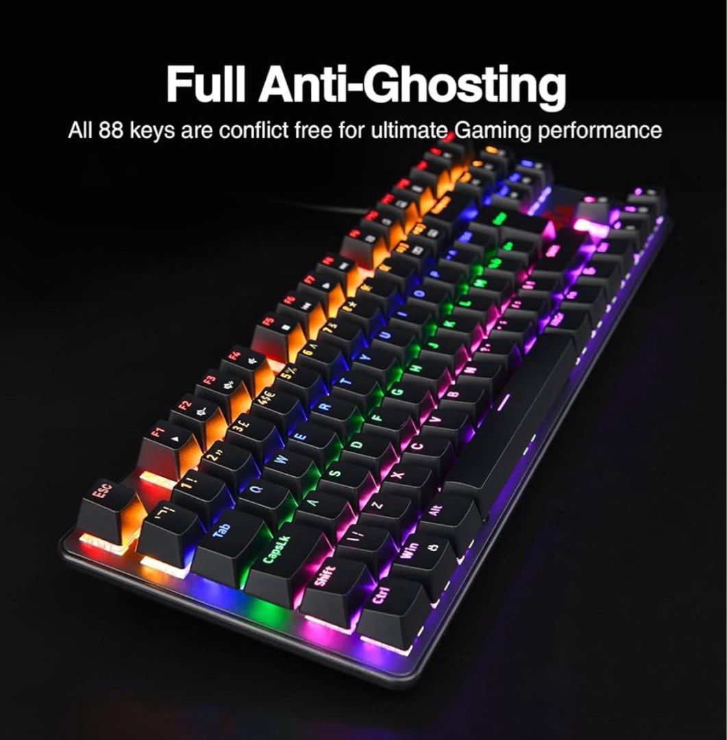 Rii Mechanical Gaming keyboard, RK908 80% Mechanical Keyboard(9 ...