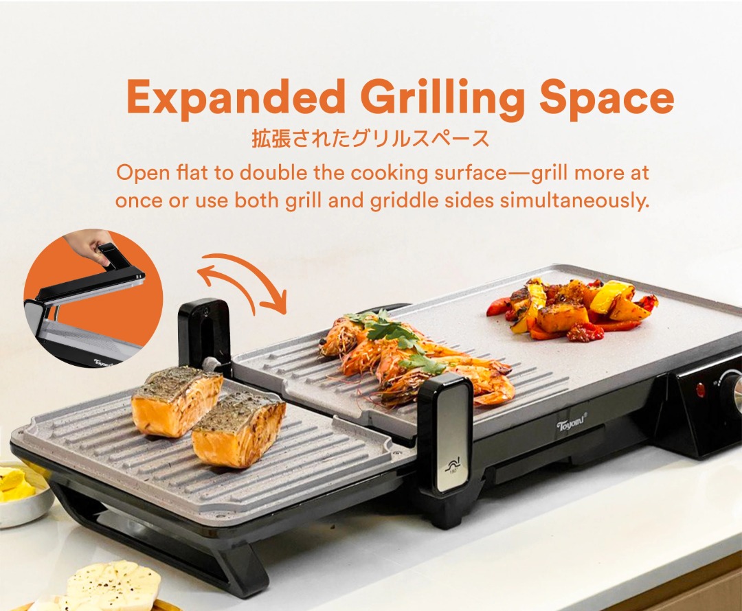 Toyomi Half & Half Griddler and BBQ Grill BBQ 9205, TV & Home ...