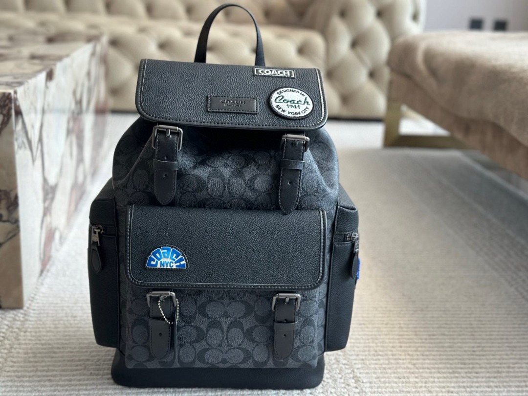 Coach Gotham Backpack with Patches - Black, Men's Fashion, Bags ...