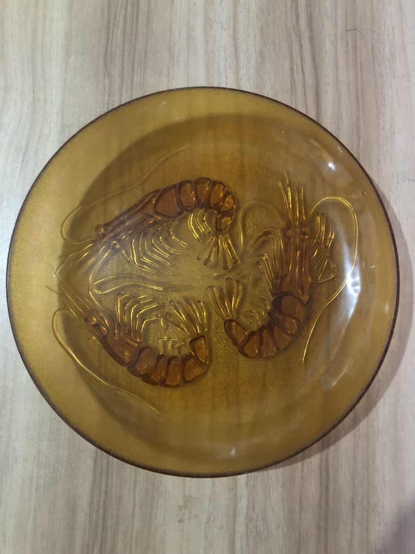 Vintage Indonesian Embossed Prawn/ Lobster Amber 9” Plate (1970’s ...