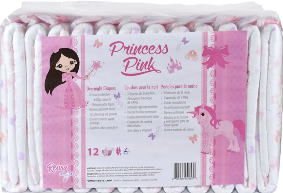 Abdl Rearz Princess Pink adult diaper, Health & Nutrition, Assistive ...