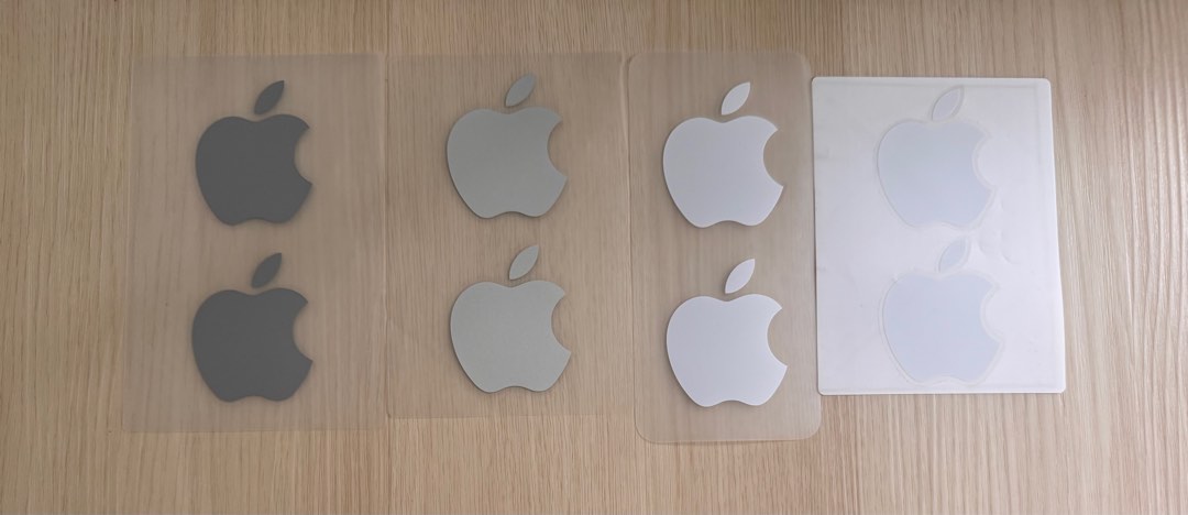 Apple Logo Stickers - Space Black, Space Grey, White, Hobbies & Toys ...