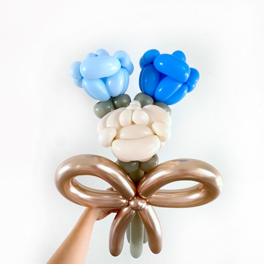 (Read description) Hand sculpted muted colours rose flower balloon ...