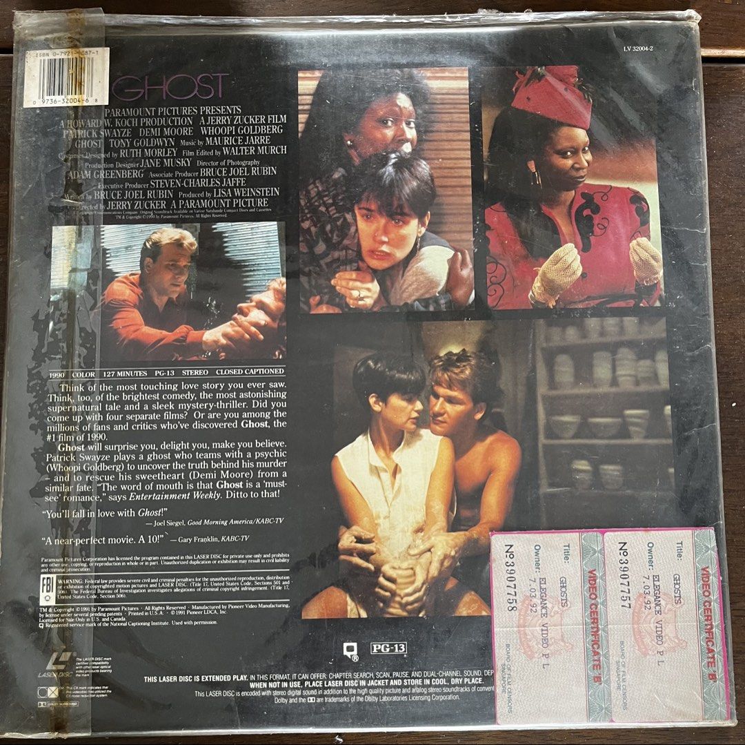 Ghost Laserdisc - Patrick Swayze, Demi Moore, Hobbies & Toys, Music ...