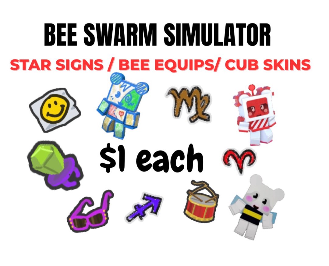 Bee Swarm Simulator BSS Roblox Rblx Star sign Cub skin Beequip Bee ...