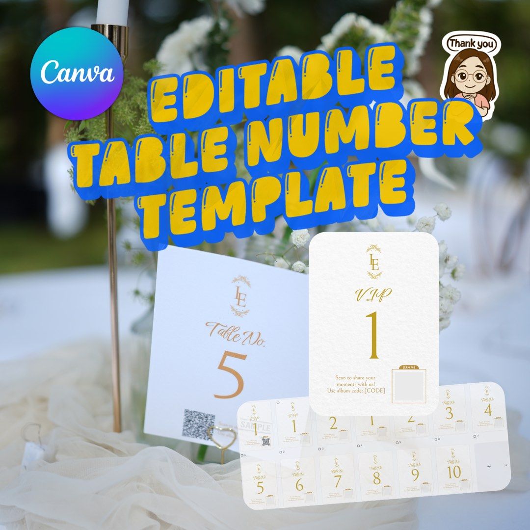 Editable Table Number Canva Template, Hobbies & Toys, Stationary ...