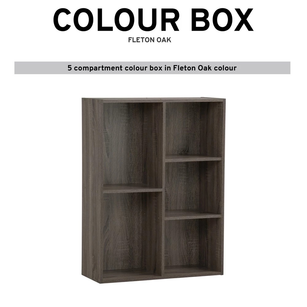 Free Installation Promo Wooden 5 Compartments Open Book Shelf Storage ...