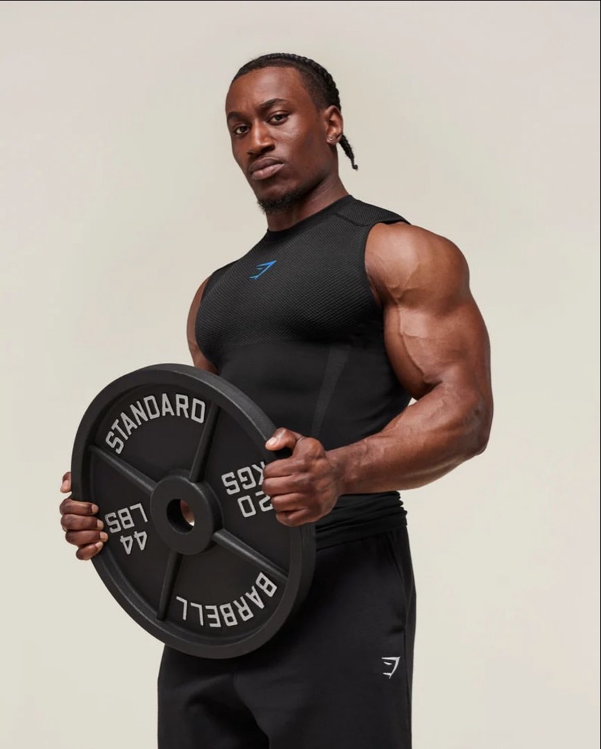 GYMSHARK ONYX V5 OG Blue Tank, Men's Fashion, Activewear on Carousell