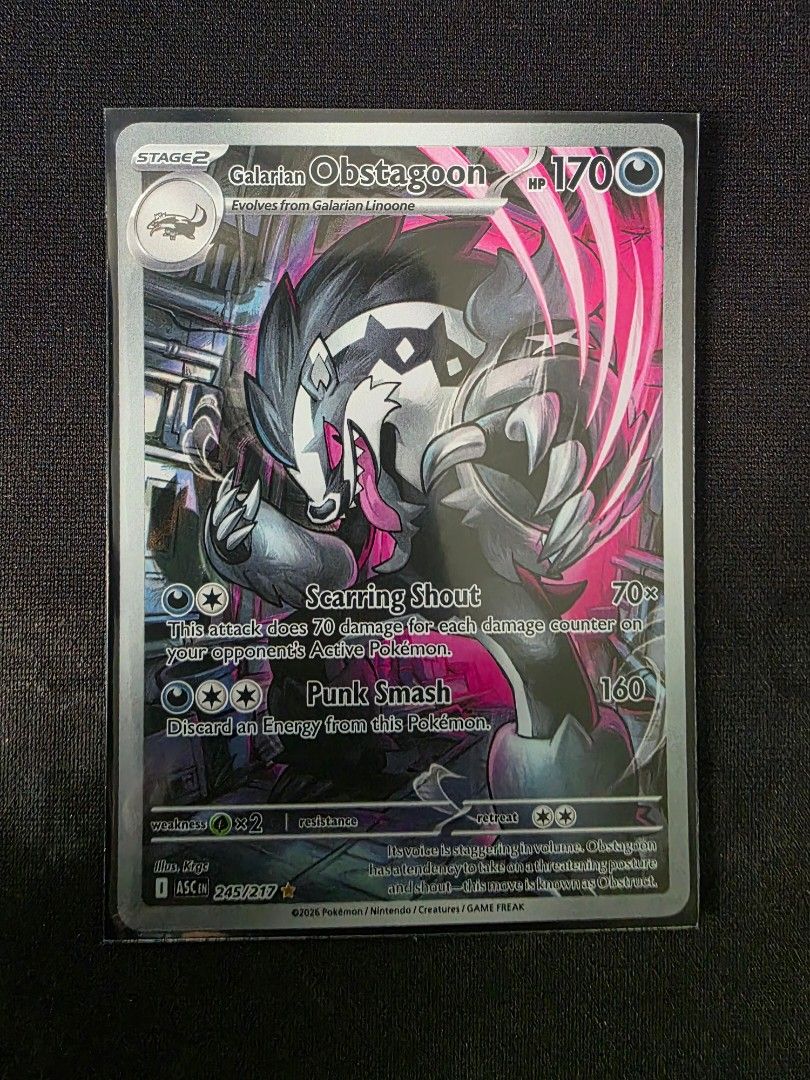 Pokemon TCG Ascended Heroes - Galarian Obstagoon, Hobbies & Toys, Toys ...