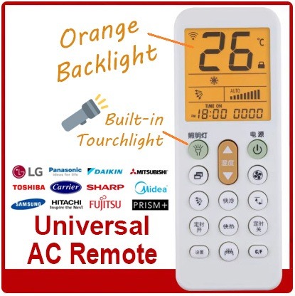 Universal Aircon AC Air Con Remote Control (with backlight and built-in ...
