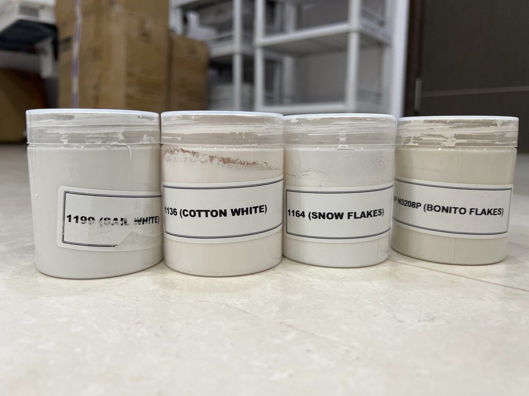 Nippon Paint Samples - Cotton White, Snow Flakes, Bonito Flakes, Sail ...