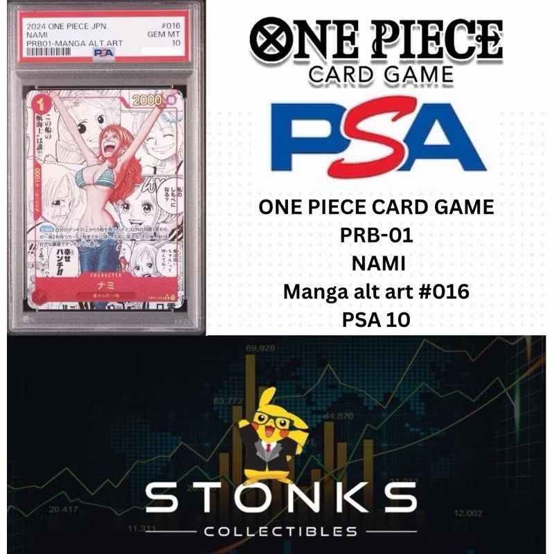 One Piece card game Japan Prb-01 Nami manga PSA 10 #016, Hobbies & Toys ...