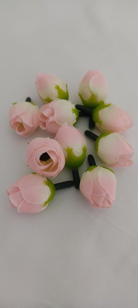 Mini Artificial Light Pink Rose Bud Flower Heads ( 10pcs ), Furniture ...