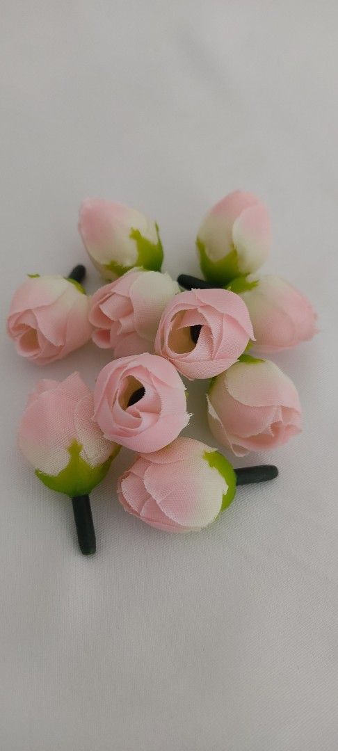 Mini Artificial Light Pink Rose Bud Flower Heads ( 10pcs ), Furniture ...