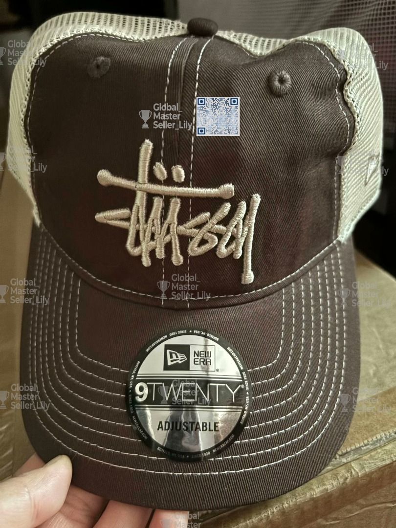 💯 Original Stussy x New Era Mesh Trucker Hat – Deep Brown & Multicolor ...