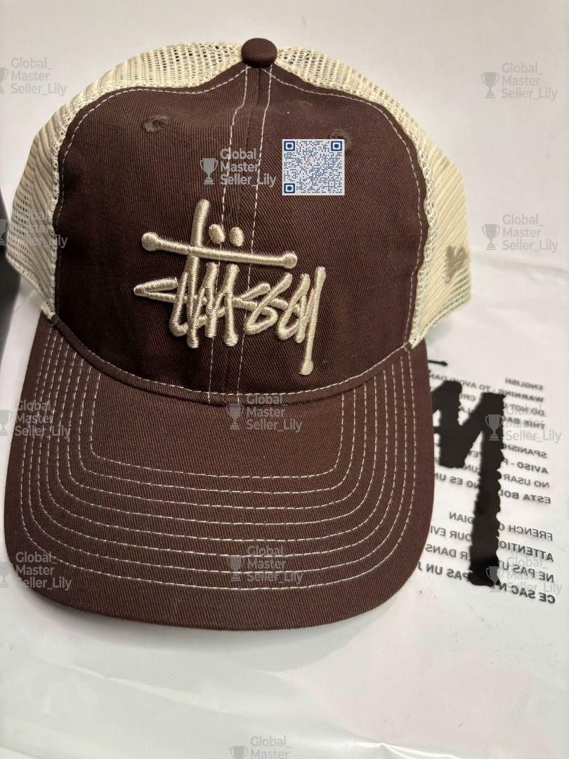 💯 Original Stussy x New Era Mesh Trucker Hat – Deep Brown & Multicolor ...