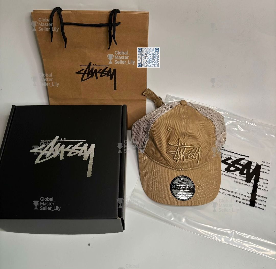 💯 Original Stussy x New Era Mesh Trucker Hat – Brown & Multicolor ...