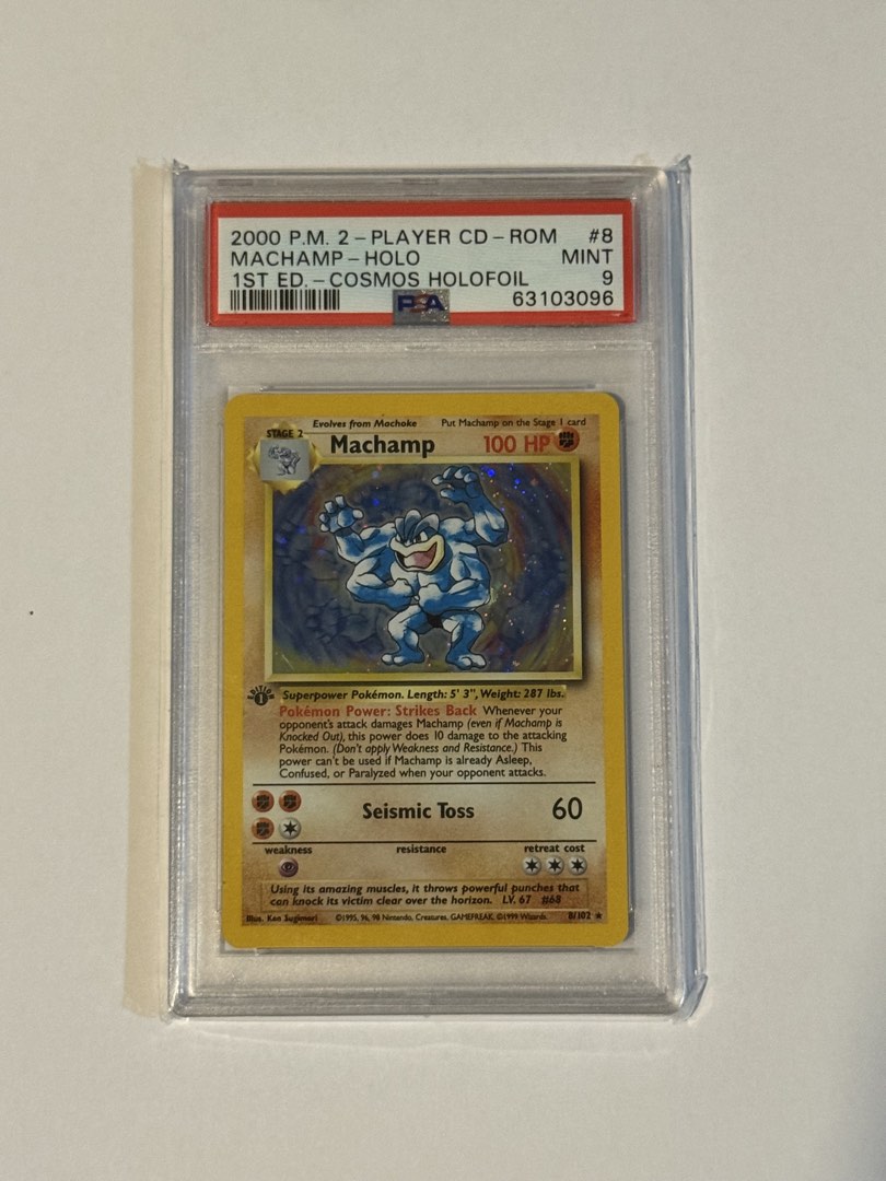 2000 Machamp Holo 1st Edition PSA 9 2 PLAYER CD ROM Promo Cosmos ...