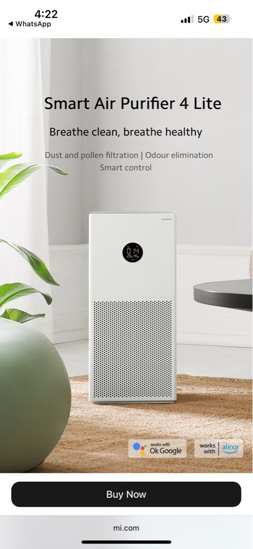 Xiaomi Smart Air Purifier 4 Lite, TV & Home Appliances, Air Purifiers ...