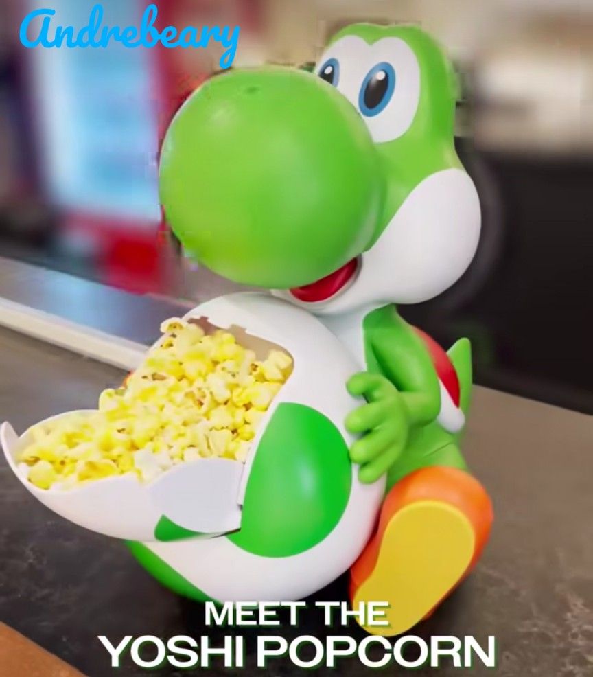 BN Brand New Authentic Super Mario Galaxy Movie Yoshi Popcorn Bucket ...