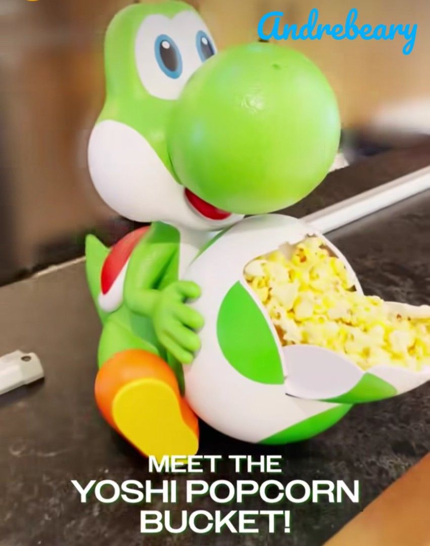 BN Brand New Authentic Super Mario Galaxy Movie Yoshi Popcorn Bucket ...