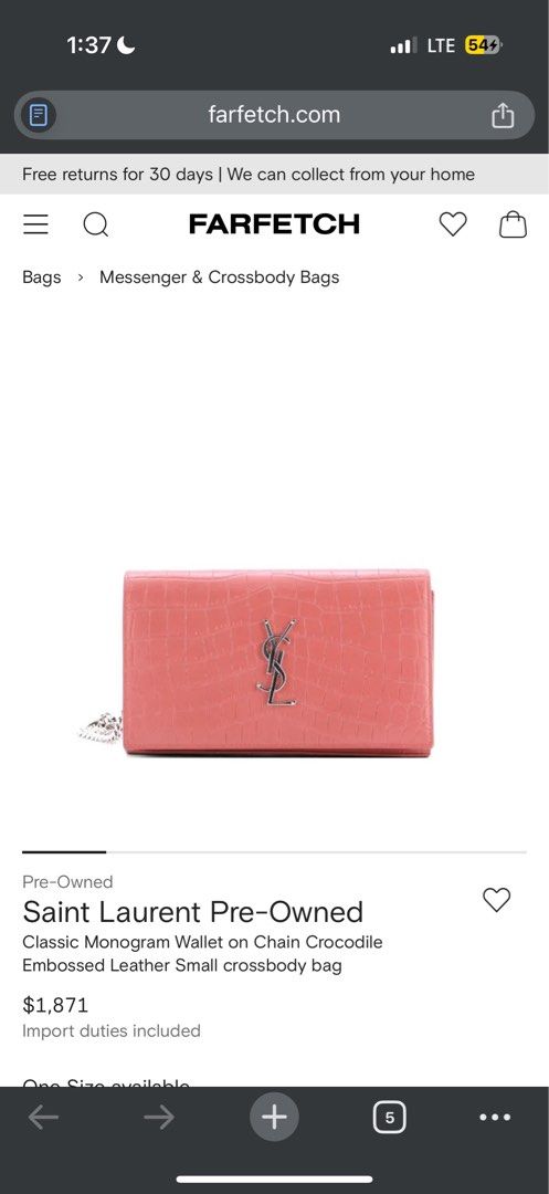 Saint Laurent Classic Monogram Wallet on Chain, Luxury, Bags & Wallets ...