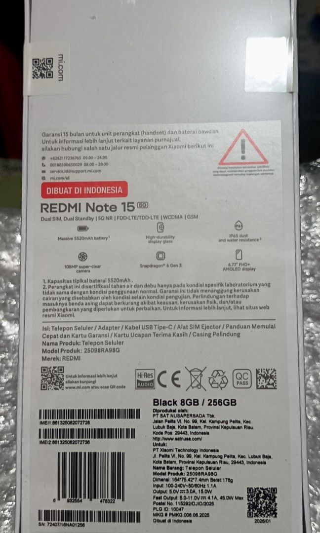 Xiaomi Redmi Note 15 5G - 8/256GB, Telepon Seluler & Tablet, Ponsel ...