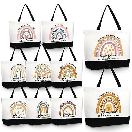 10 Pieces Teacher Appreciation Gifts Canvas Teacher Tote Bag Reusable ...