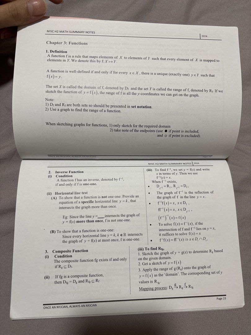 NYJC H2 Math Summary Notes, Furniture & Home Living, Kitchenware ...