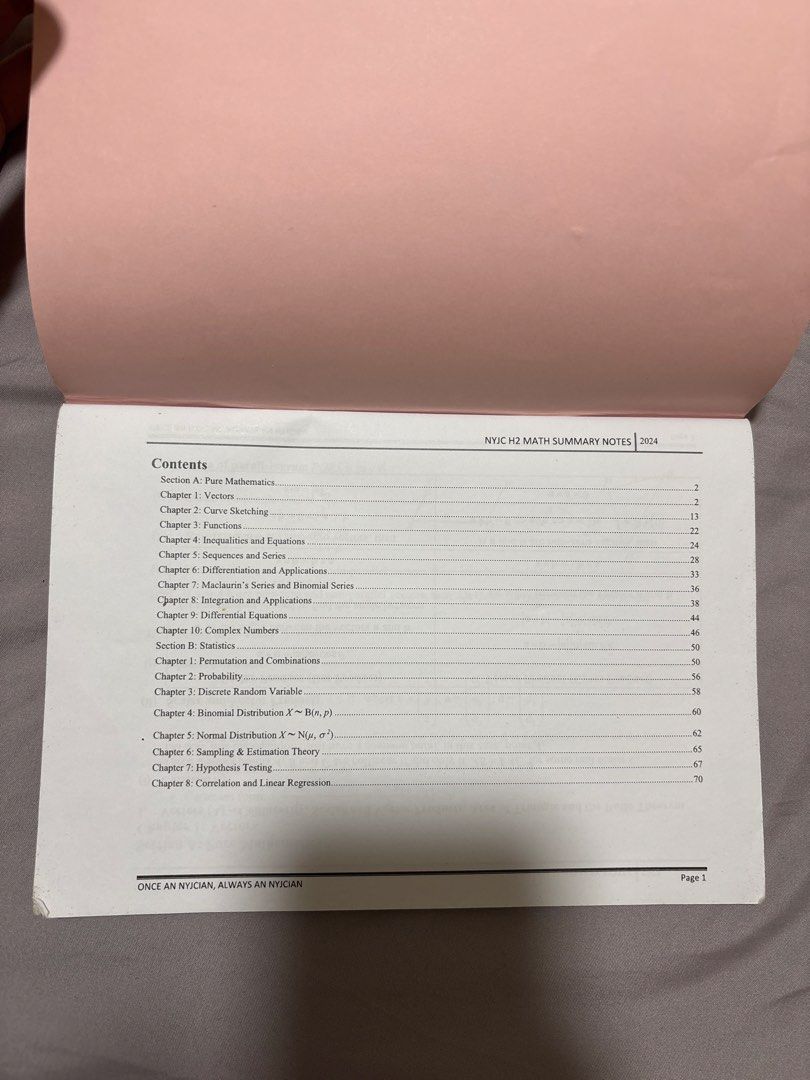 NYJC H2 Math Summary Notes, Furniture & Home Living, Kitchenware ...