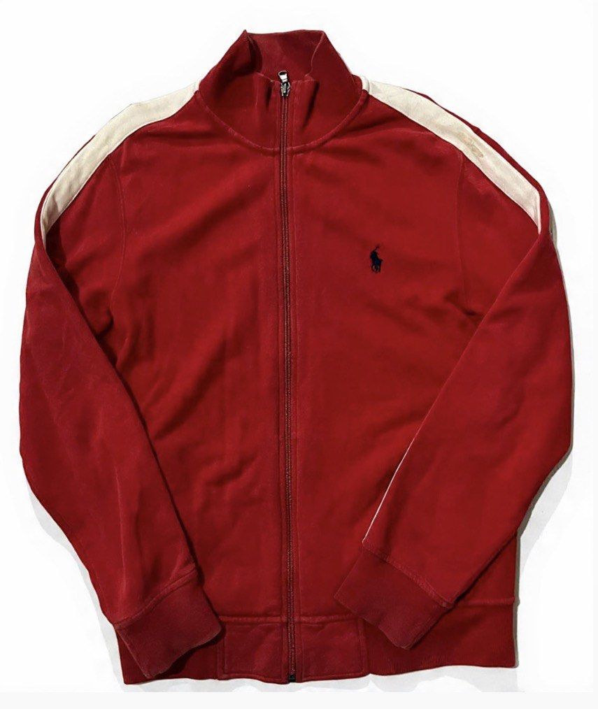 Ralph Lauren full zip white shoulder strips, Men's Fashion, Tops & Sets ...