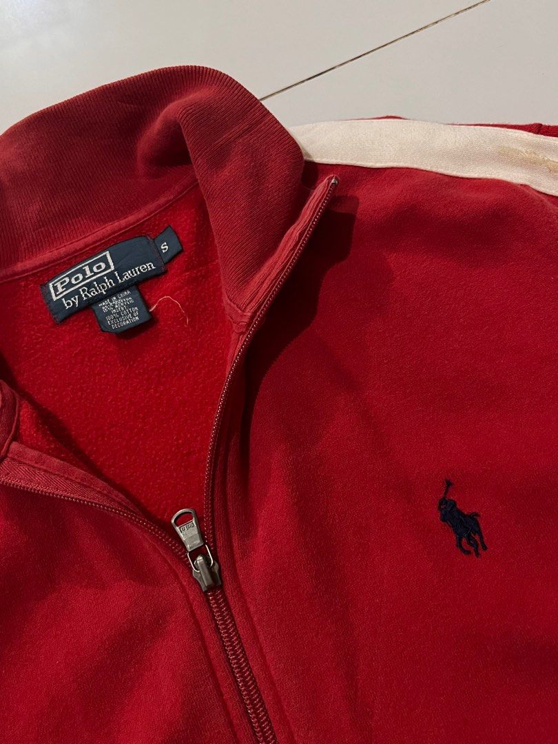 Ralph Lauren full zip white shoulder strips, Men's Fashion, Tops & Sets ...