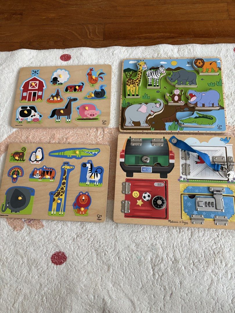 $20 for bundle of 4 Montessori Wooden Toys Hape & Melissa & Doug Wooden ...