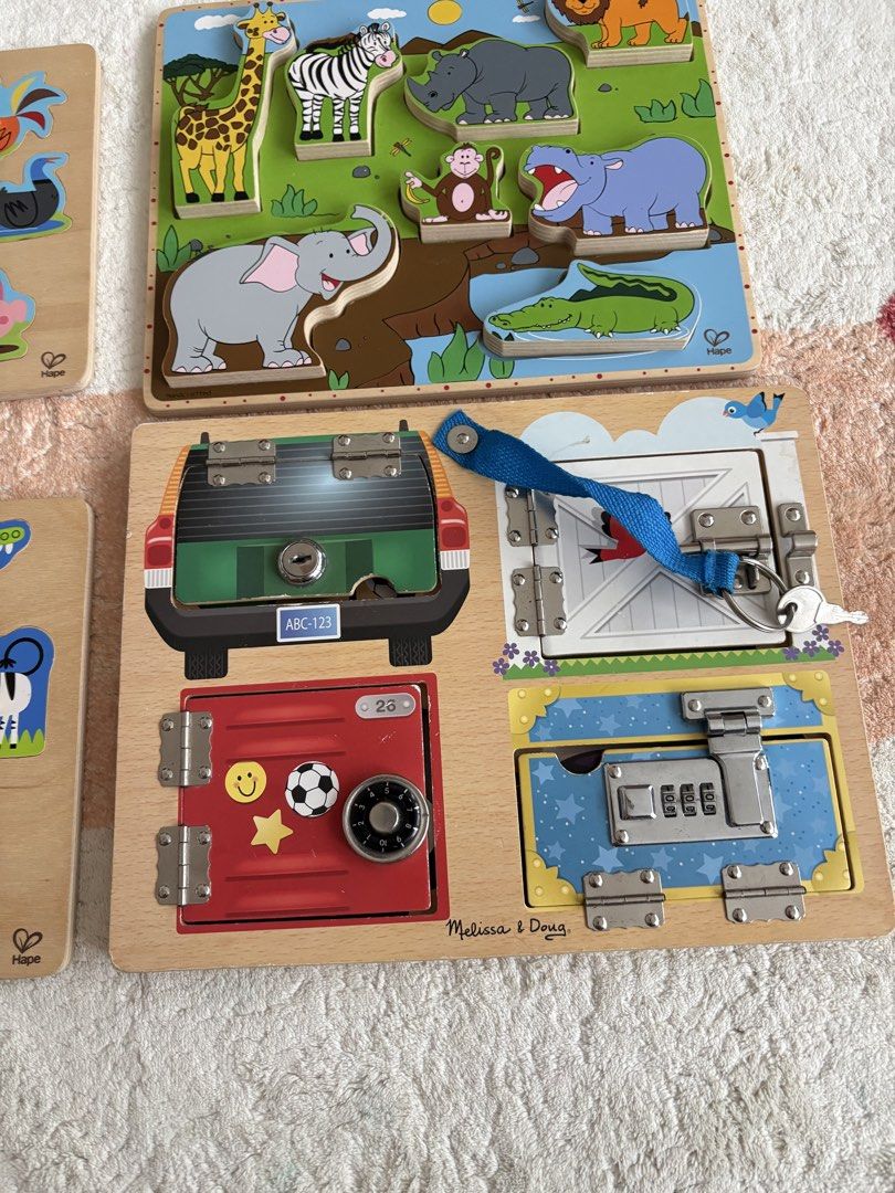 $20 for bundle of 4 Montessori Wooden Toys Hape & Melissa & Doug Wooden ...