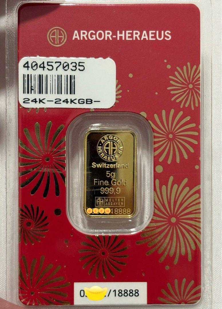 Argor Heraeus 5g Fine Gold Bar, Hobbies & Toys, Memorabilia ...