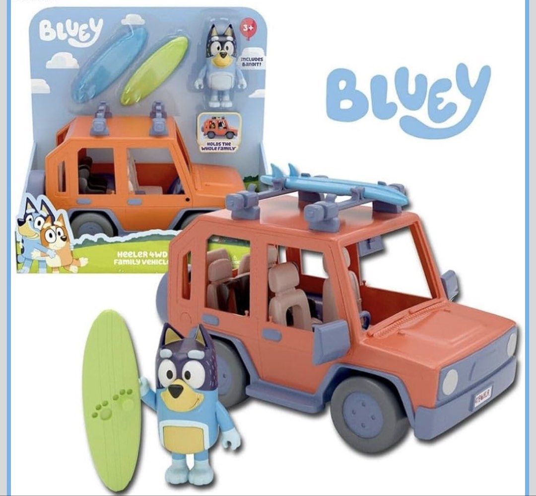 Bluey 4WD Family Vehicle, with 1 Figure and 2 Surfboards, Hobbies ...