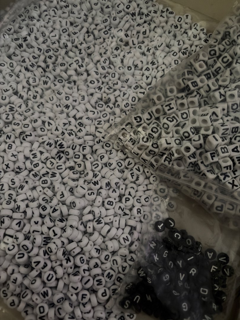 Alphabet Letter Beads - White and Black, Hobbies & Toys, Stationery ...