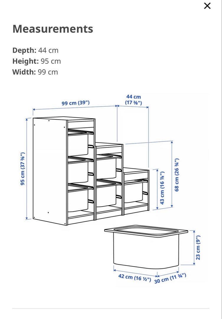 IKEA Trofast Wooden Storage Unit with Bins, Furniture & Home Living ...