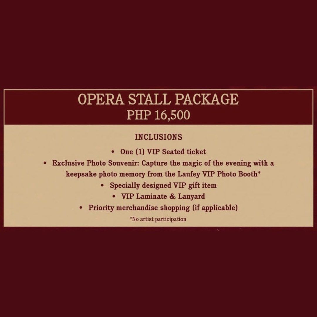 Laufey A Matter of Time Tour Manila Concert Opera Stall Package SVIP ...