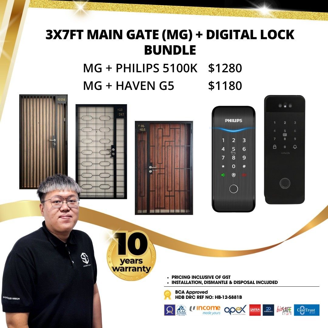 Mild Steel Gate, Door and Digital Locks Bundle, Home Services ...