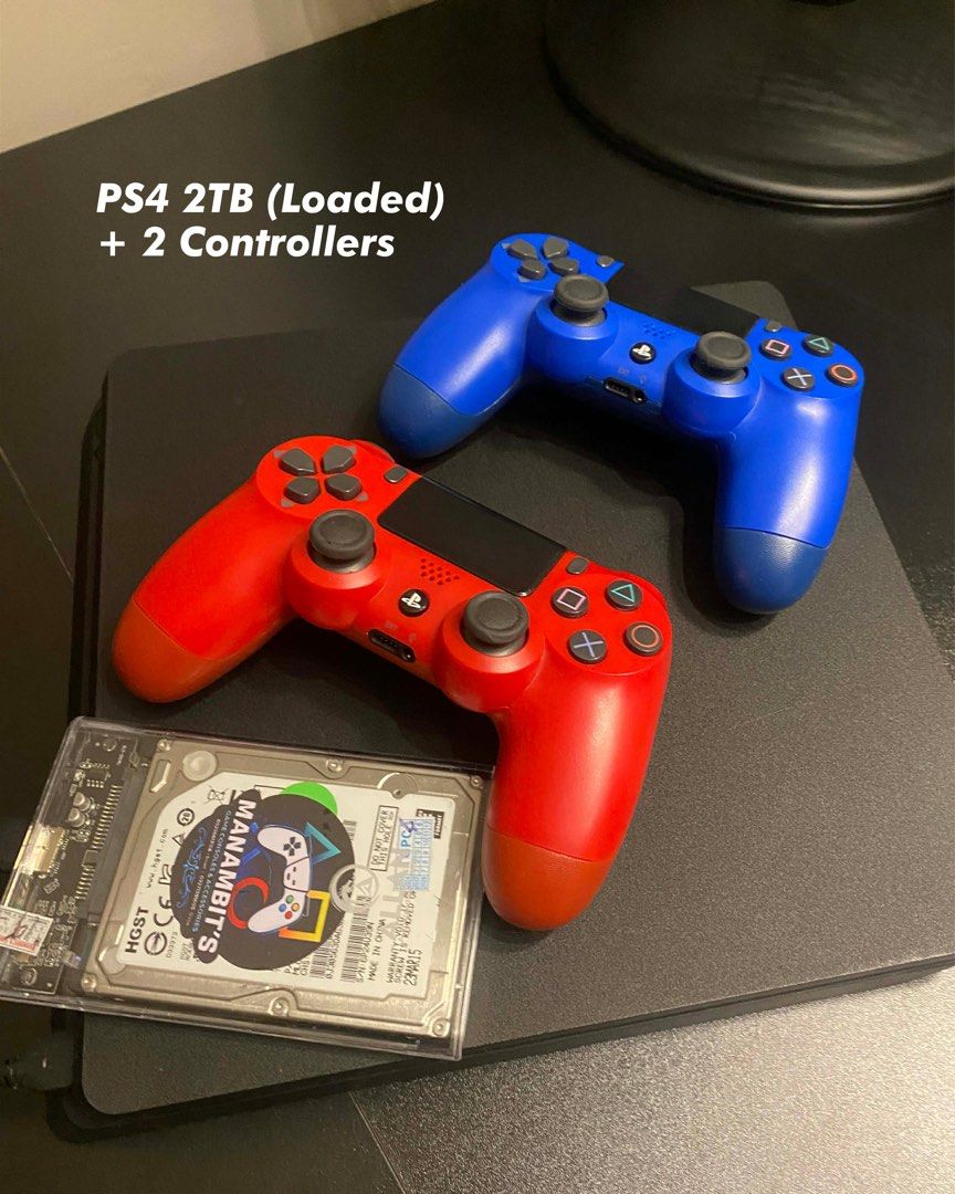 PS4 SLIM 2TB JAILBREAK WITH 2 CONTROLLERS, Video Gaming, Video Game ...